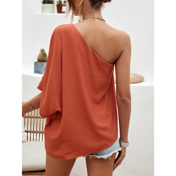 WILA | Tops | Minimalist Boho One Shoulder Batwing Sleeve Blouse | Poshmark